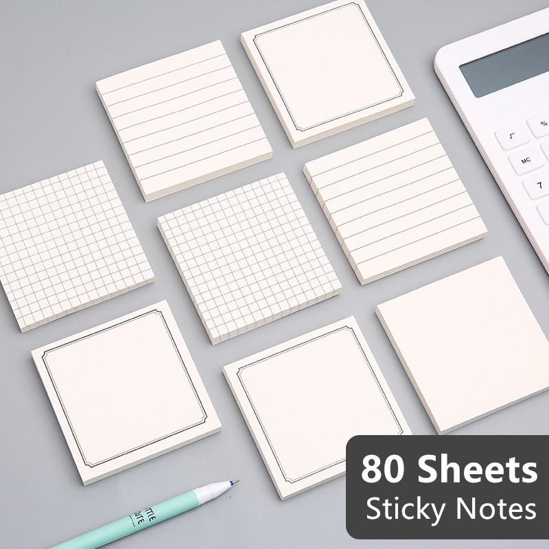 80 Sheets White Sticky Notes Blank Horizontal Grid Memo Pads Planner ...
