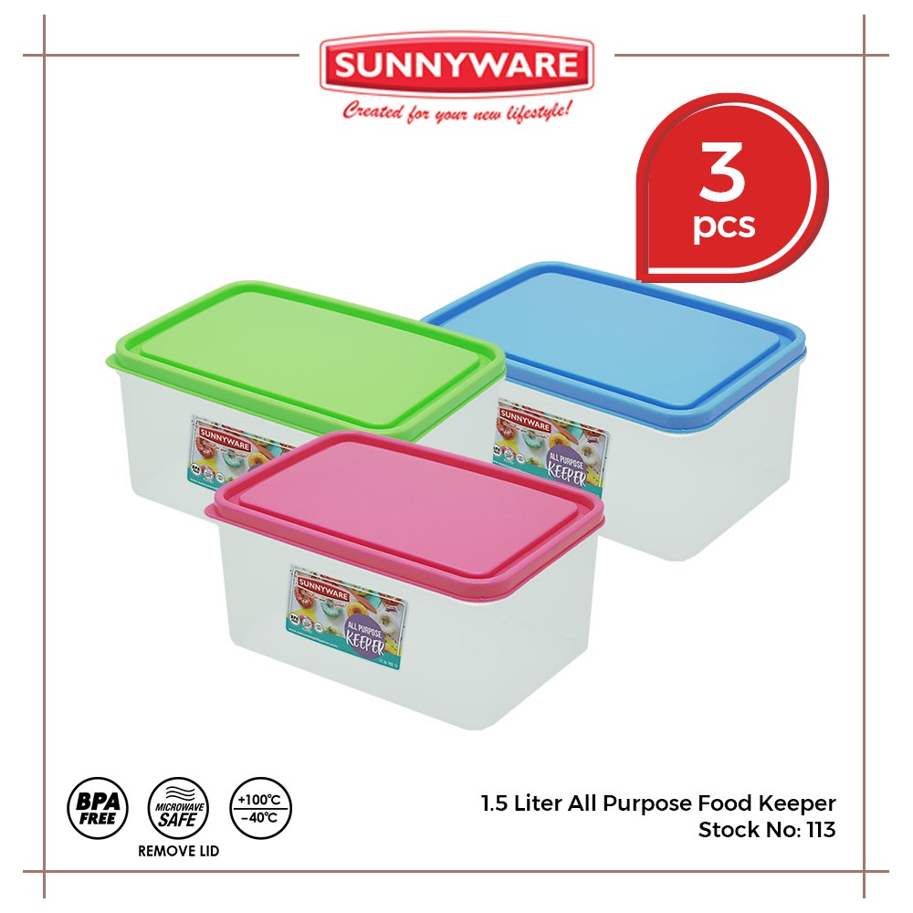3pcs 1.5 liter All Purpose Food Keeper [Sunnyware 113]| Plasticware ...