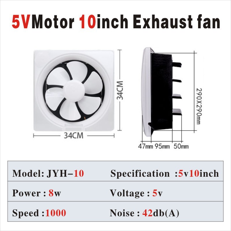 Household Square 5V Solar Exhaust Fan Kitchen Powerful Ventilation ...