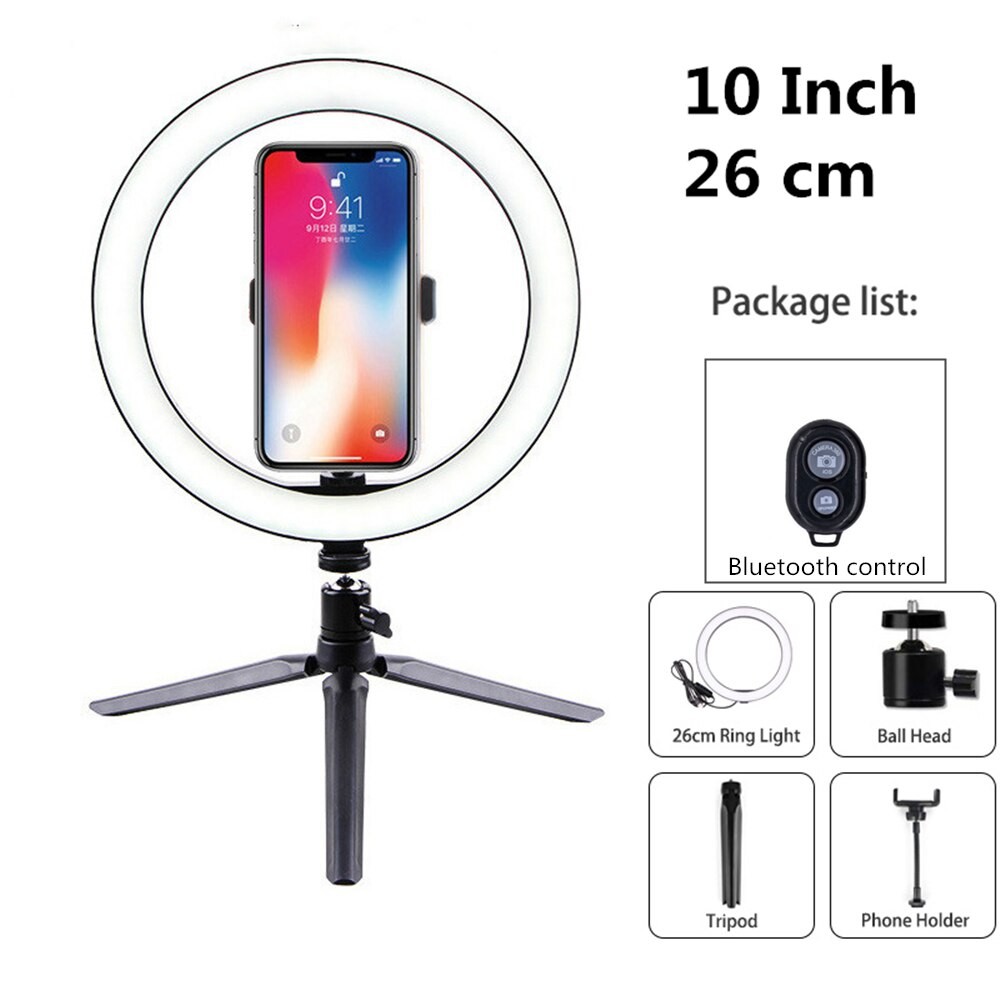 26CM Ring Fill Light with Bluetooth Shutter Desktop Stand Ring Light ...