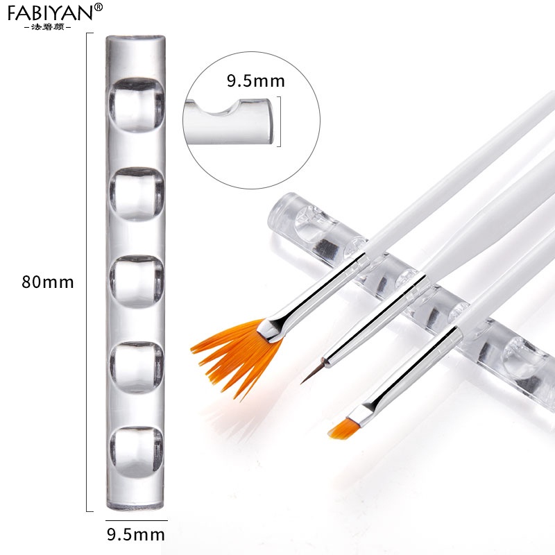 FABIYAN 5 Grids Acrylic Clear Nail Brush Rack Display Holder Small Pen ...