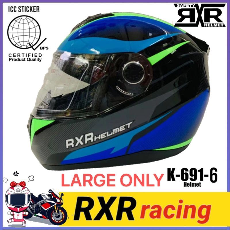 RXR RACING RXR K-691-6 FULL FACE HELMET WITH {ICC} LARGE ONLY | Shopee ...