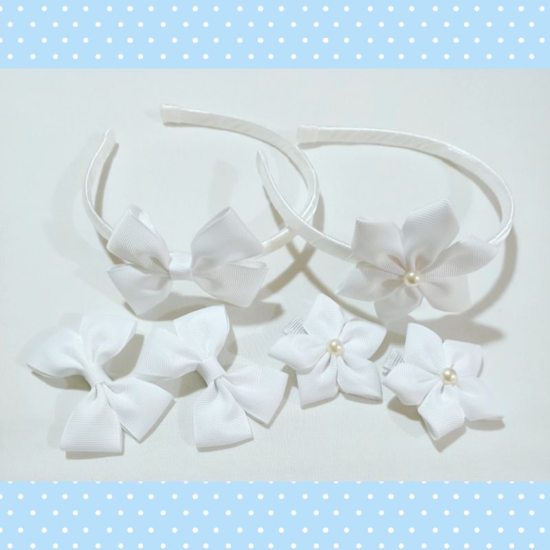 / 2 Sets White Headbands Hair Clips Flowers Bows Girls Hair Accessories ...