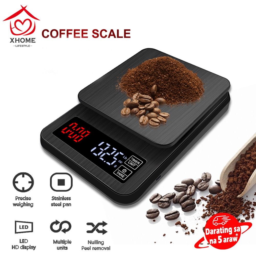 XHOME 3kg/0.1g 10kg/1g LCD Digital Electronic Drip Coffee weight Scale with Timer Digital ...