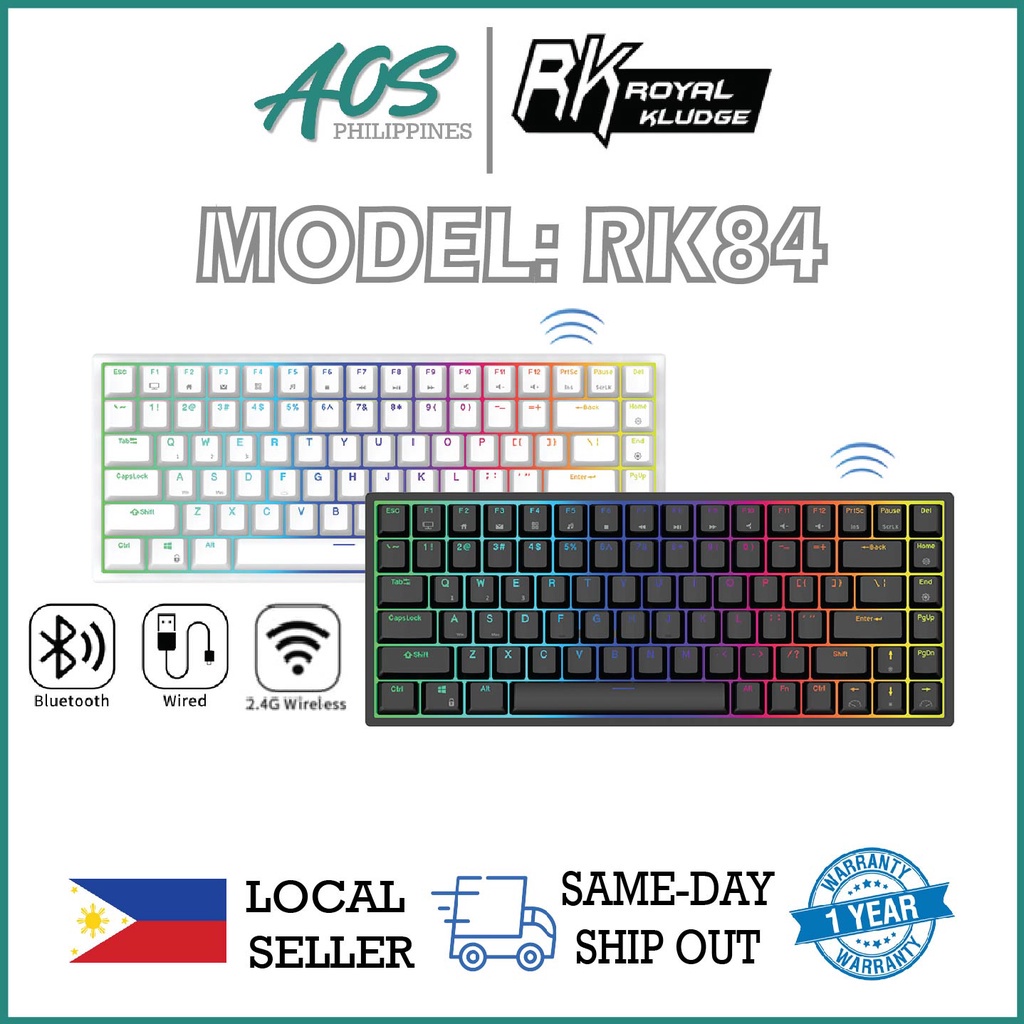 ☑Royal Kludge 84 Rk84 keys RGB hotswappable hotswap keyboard Tri mode★1 ...