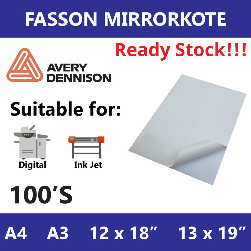 Fasson High Gloss Mirrorkote A4, A3 & A3+ Sticker Self Adhesive ...
