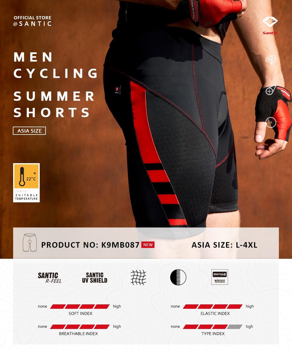 Santic Men's Bike 4D Sponge Padded Cycling Shorts 1/2 Mtb Pants K9MB087 ...