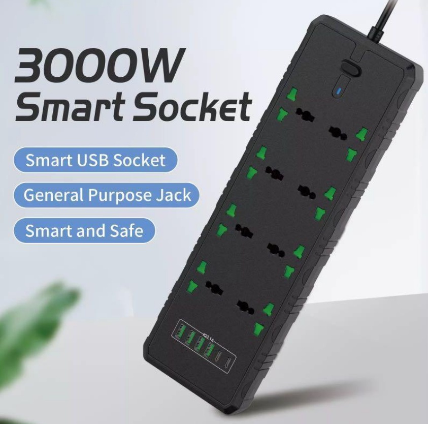 Tb-T28 3.1A 3000w Universal Power Socket Extension With 8 Ac Sockets, 4 ...