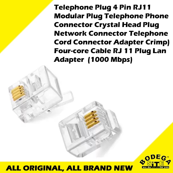 Telephone Plug 4 Pin RJ11 Modular Plug Telephone Phone Connector ...