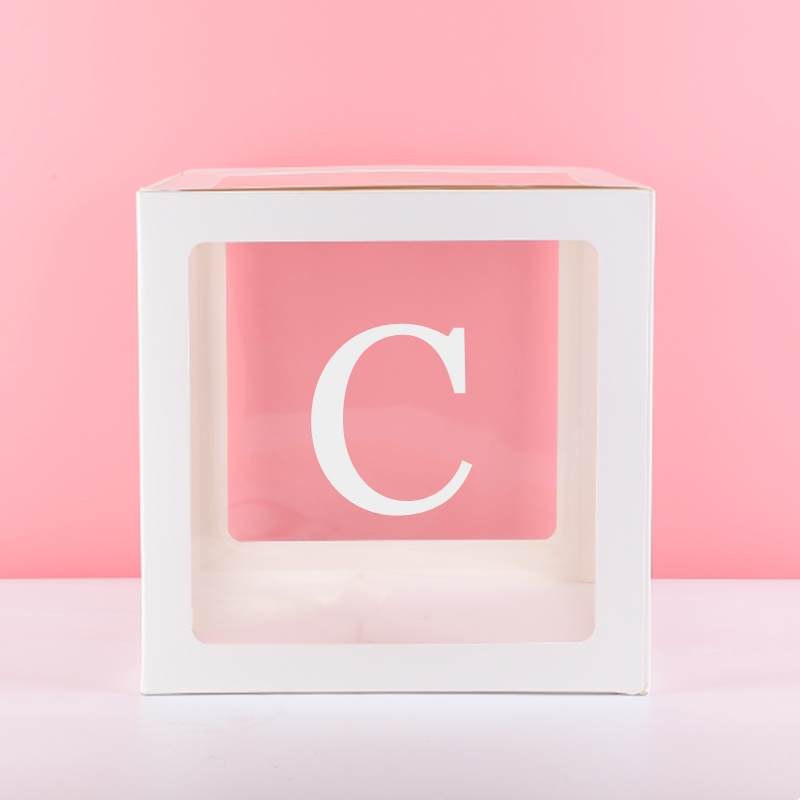 30*30 cm A-Z Alphabet Transparent White Balloon Box Baby Shower Wedding ...