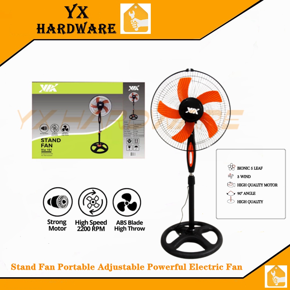 Stand Fan 16 Inch Adjustable Powerful Electric Fan 5 Blades Floor ...
