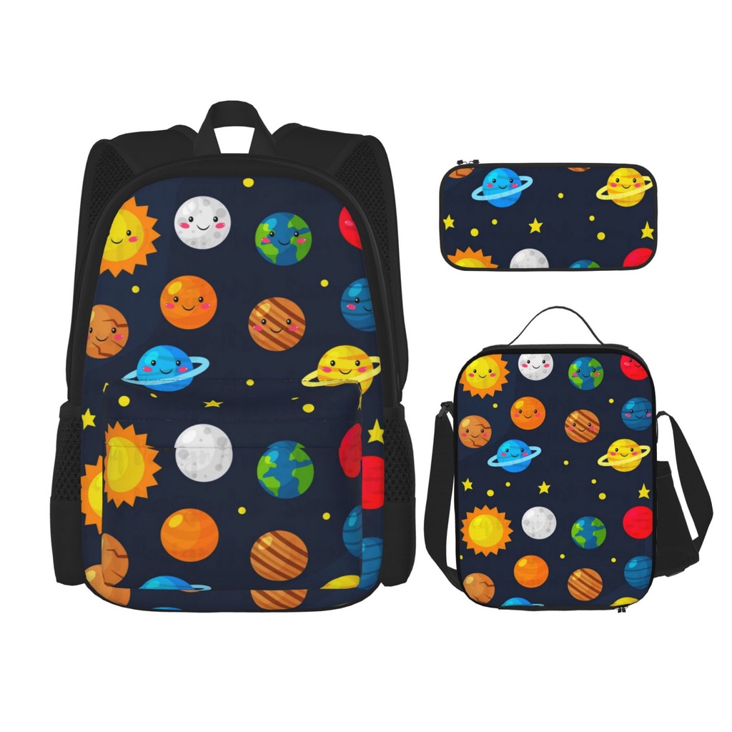 3 in 1 Solar System Cartoon Planets Backpack Three-Piece Cartoon School ...