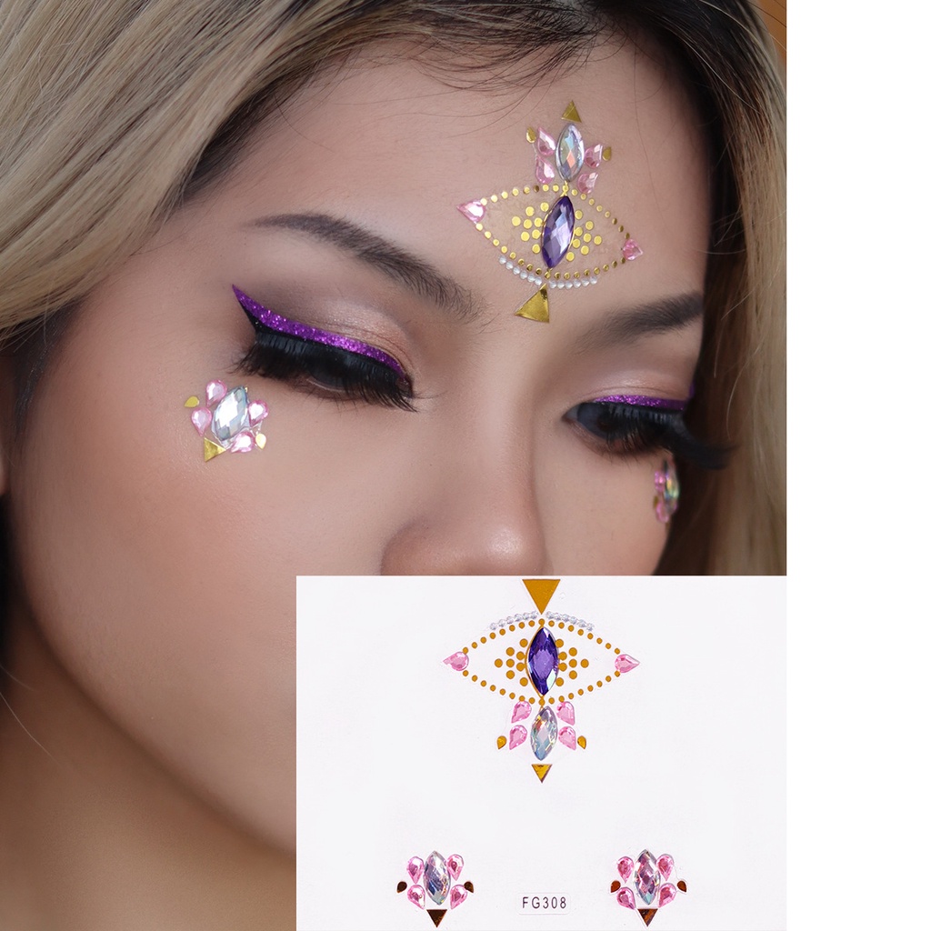 Colorful Glitter Face Jewelry Sticker Face Jewels Diamond Makeup Art ...