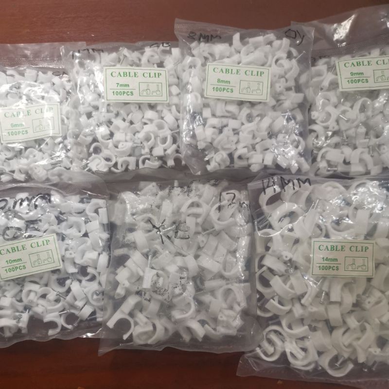 Pvc white cable clip/ clable clamp. 6mm,7mm, 8mm, 9mm, 10mm, 12mm, 14mm ...