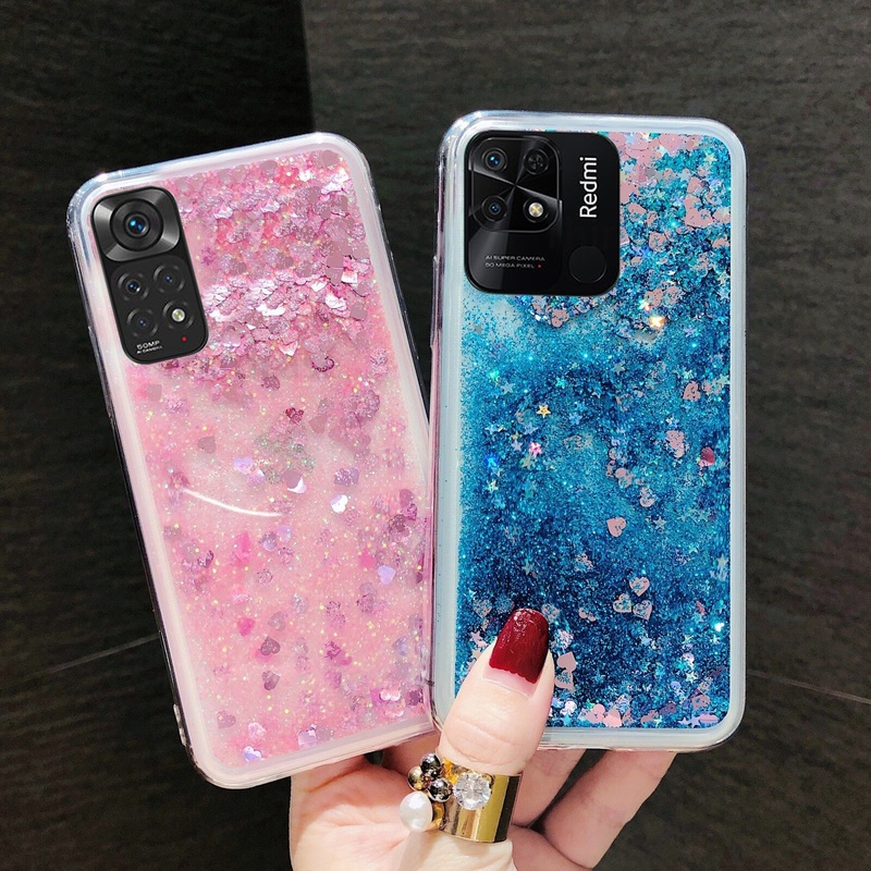 Liquid Quicksand ShockProof Case For Xiaomi Redmi 10C 10 Prime Glitter Silicone Cover Redmi Note ...