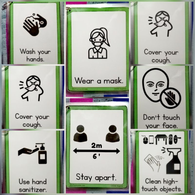 COVID-Hygiene laminated flash cards / educational flashcards | Shopee ...