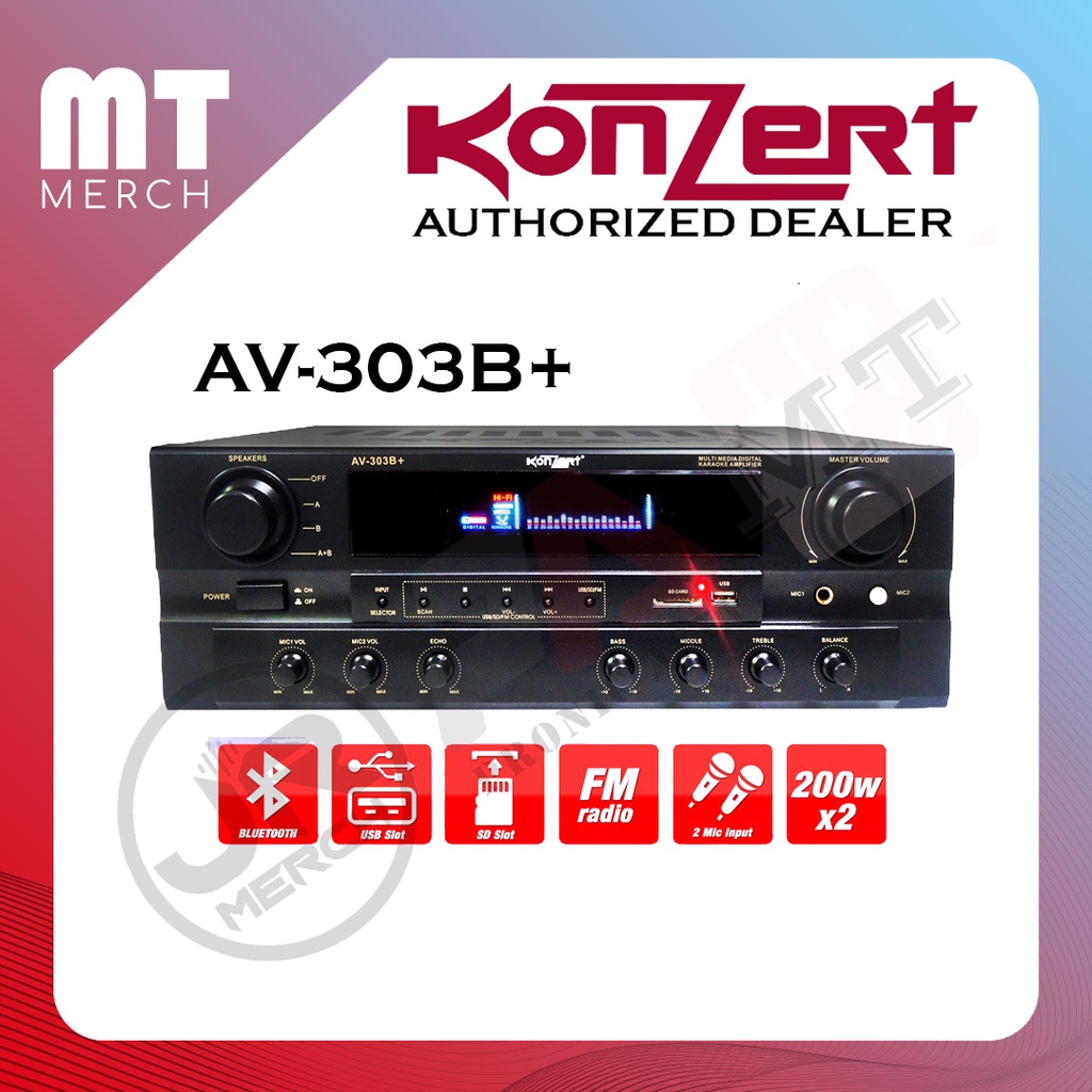 Original Konzert AV-303B+ 200W x 2 Multi Media Karaoke Amplifier with ...