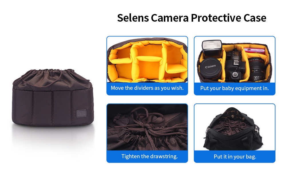 Selens Flexible Camera Insert Partition Padded Bag Case for Canon Nikon ...