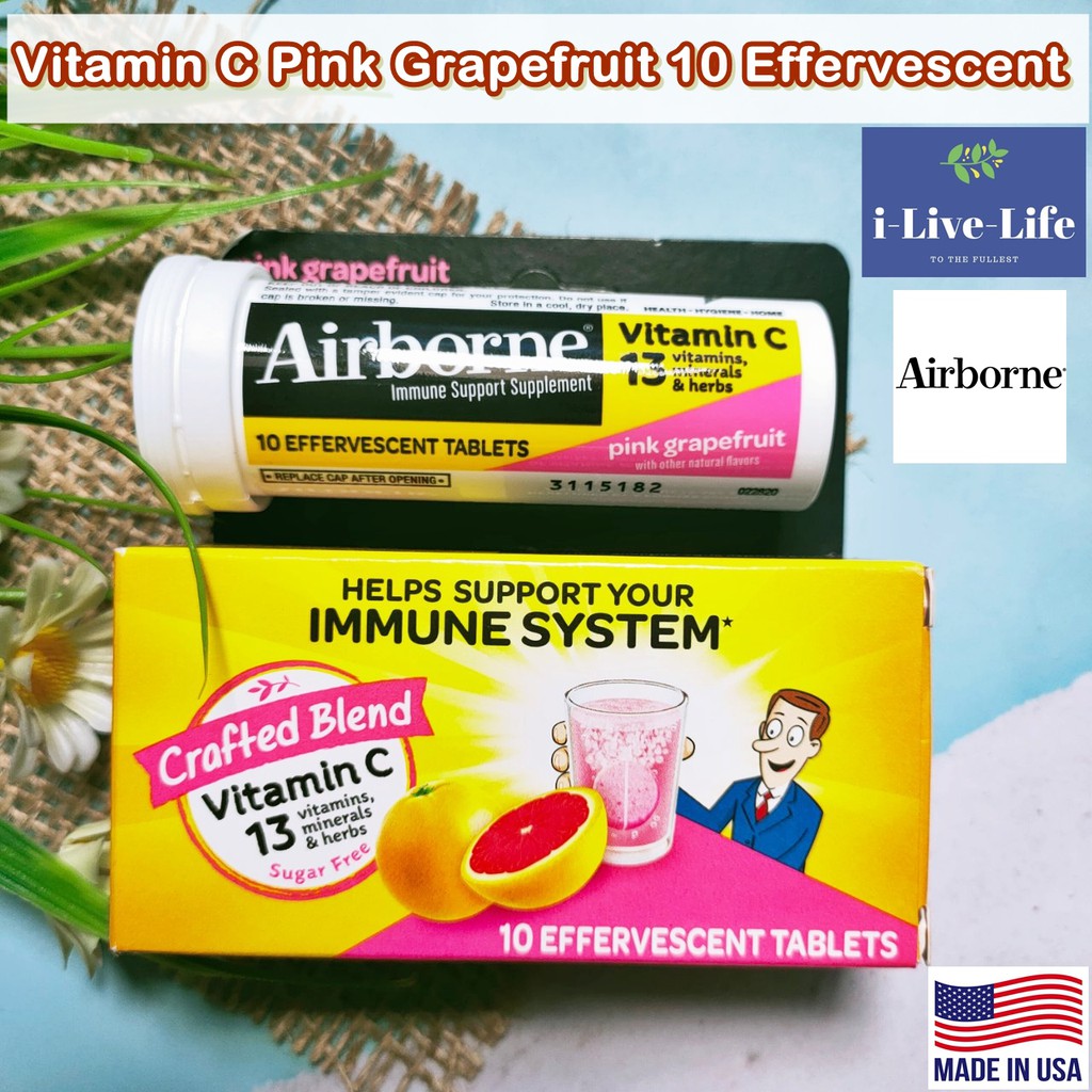 AirBorne Vitamin C Effervescent Tablets Grapefruit Pink 10 - | Shopee ...