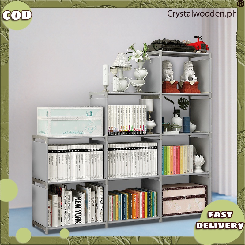COD 3-Row 9 Cubes DIY Multi Function Bookshelf Storage Rack Storey ...