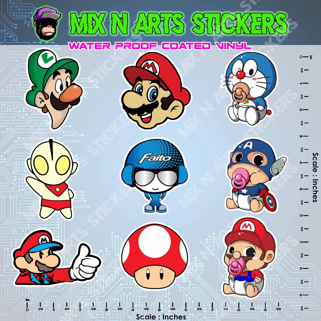 Super Mario Faito Waterproof Vinyl Sticker for Motorcycle Tumbler Ect ...