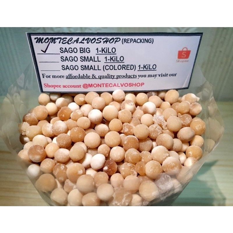 Dried Sago SMALL SAGO WHITE 1-Kilo/BIG SAGO WHITE 1-Kilo/SMALL COLORED ...