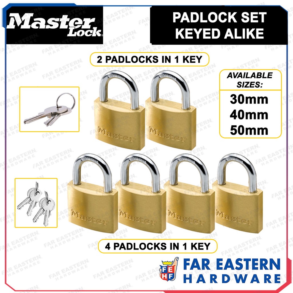 MASTER LOCK Brass Padlock Keyed Alike 30mm | 40mm | 50mm | Shopee Philippines
