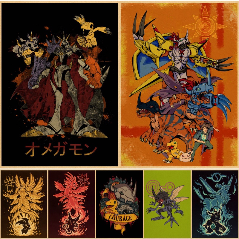 Digimon Classic Japanese Anime Wall Art Painting Print Kraft Paper ...