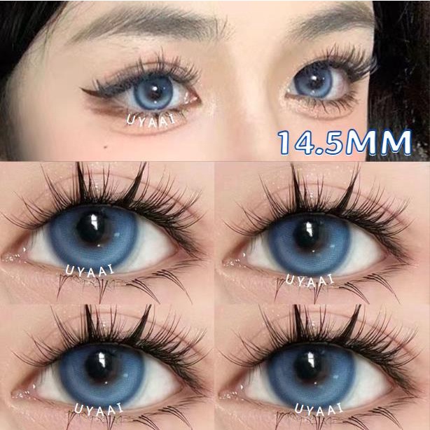 【graded Lens】UYAAI 2PCS\1PAIR K4 Blue Contact Lens Degree Contact Lens ...