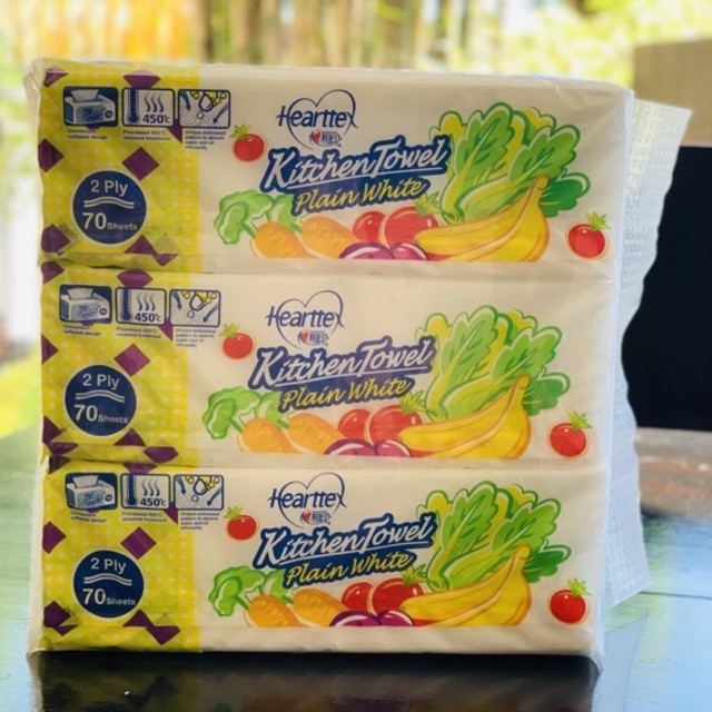 Hearttex Kitchen Towel Tissue 70sheets 2ply 3packs | Shopee Philippines