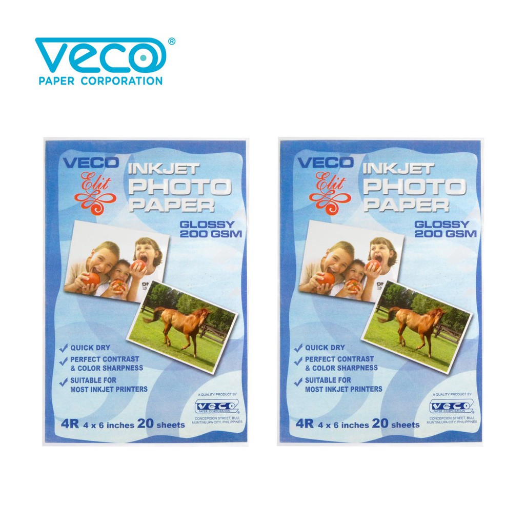 Veco Elit Inkjet Photo Paper Glossy 200gsm 4x6 (2set) | Shopee Philippines