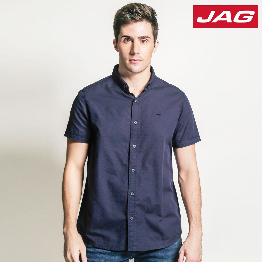 Jag Men's Woven Polo Shirt - Classic Short Sleeve Casual Polo | Shopee ...