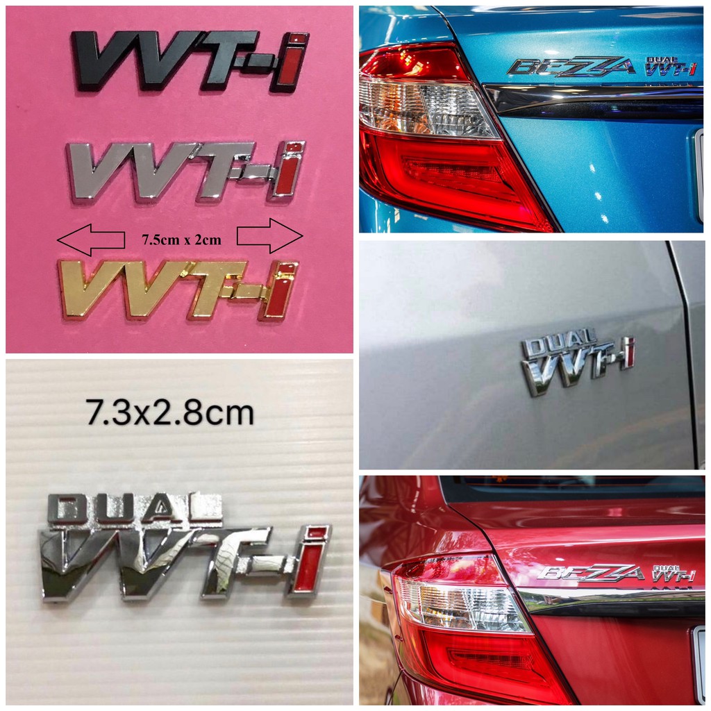 Toyota Logo Emblem Dual vvti vvt-i Gold chrome myvi Daihatsu Sirion ...