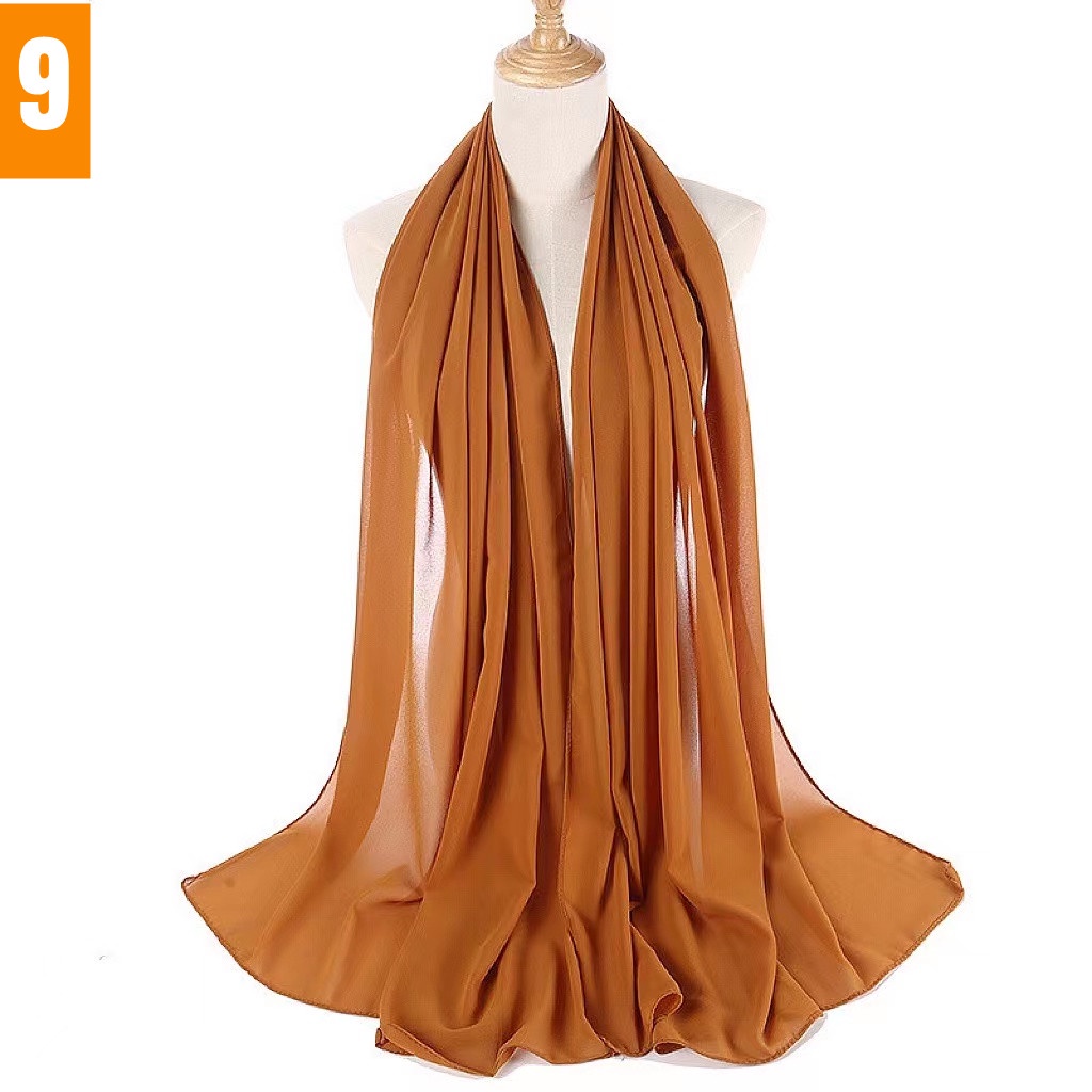 Muslim scarf#YW016 women's solid colour turban scarf Muslim chiffon ...