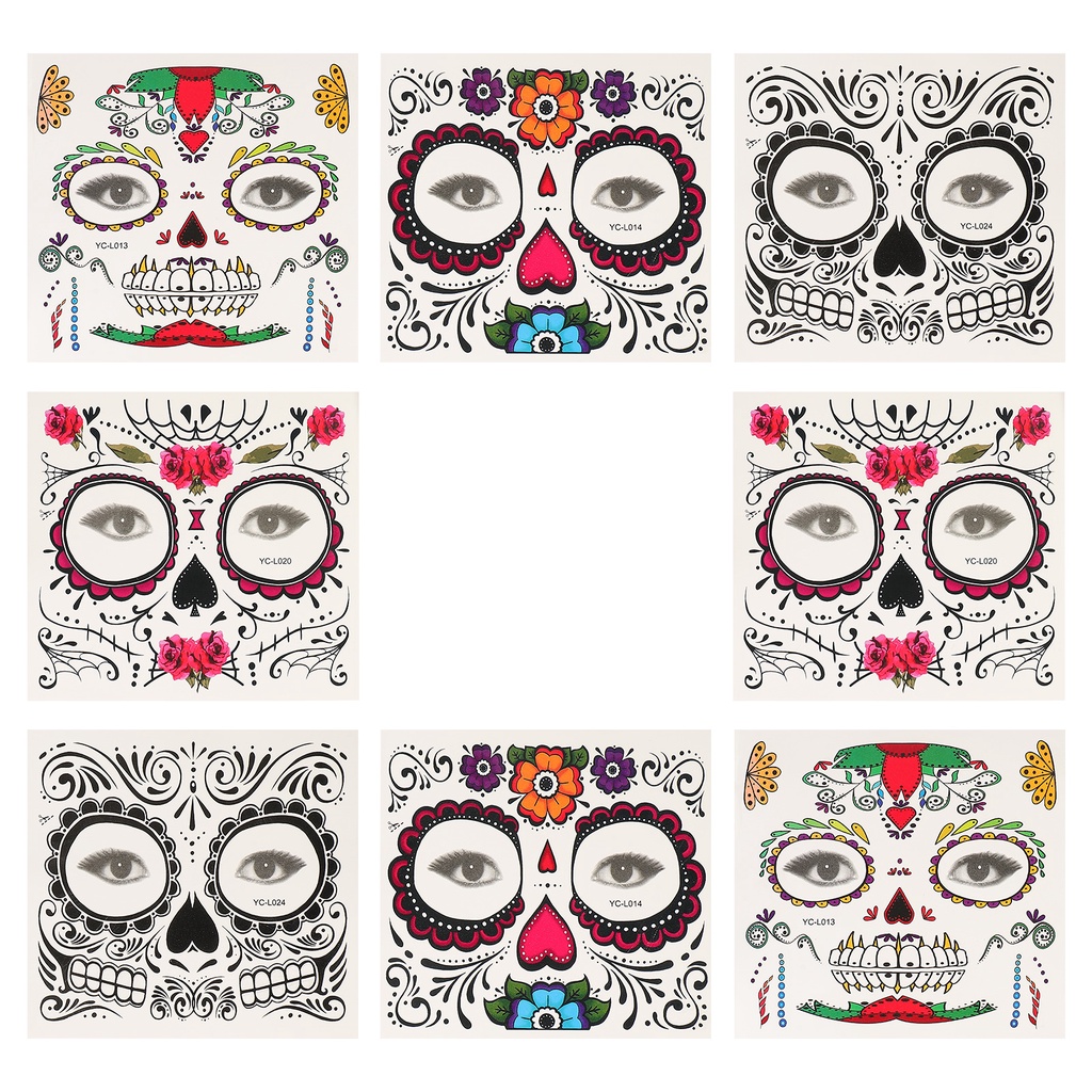 [READY STOCK] Day of The Dead Face Skeleton Sticker Party Stickers Mask ...