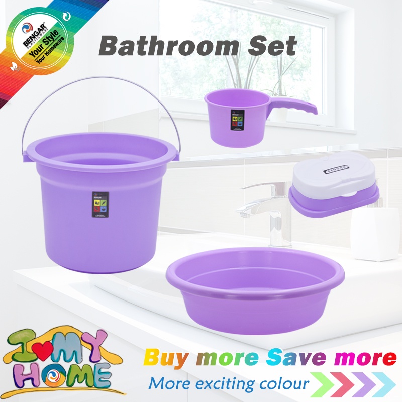 BENGAR PLASTICWARE Basin Laundry Set Pail Soap Holder Timba Dipper Dish ...