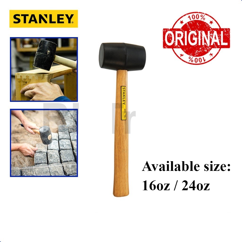 Stanley Rubber Mallet Hammer Wooden Handle 16oz1lb #57-527, 24oz 1-1 ...