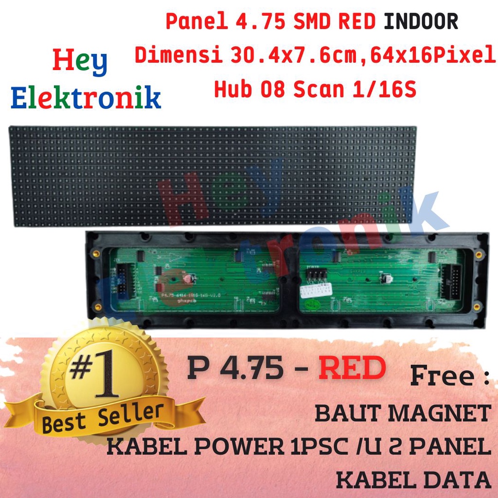 MERAH Led PANEL P4.75 (F3.75) LED SMD Display Module Red (Red) 16 x 64 | Shopee Philippines