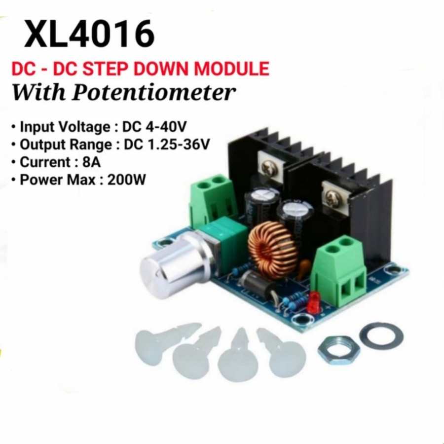 Kit XL4016 step down Voltage Lowering With Potentio 8A dimmer dc Practical dc power regulator ...