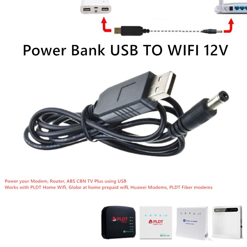 5V to 12V USB Step Up Booster power supply Cable For Globe & PLDT home ...