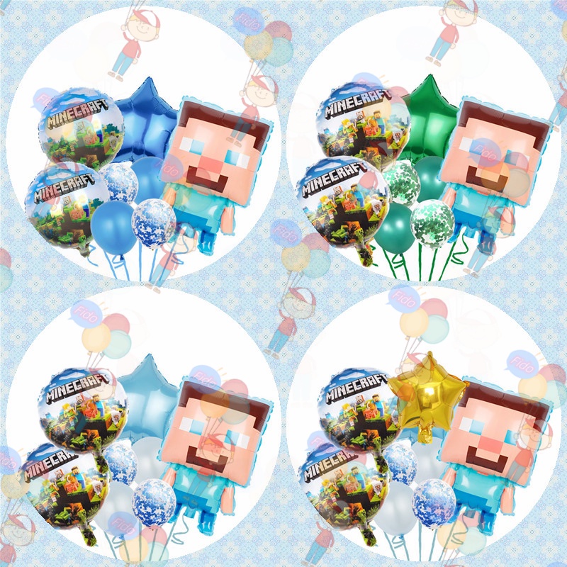 Minecraft Theme Film Balloon Pixel Peripheral Game Theme Birthday Party ...