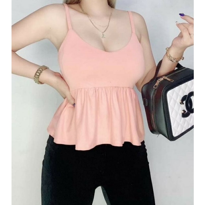 PEPLUM TOP SPAGHETTI STRAP BLOUSE (FREESIZE) | Shopee Philippines