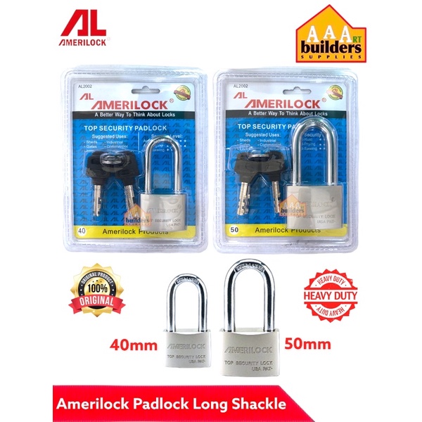 Amerilock Heavy Duty Padlock Long Shackles 40mm 50mm Original | Shopee ...