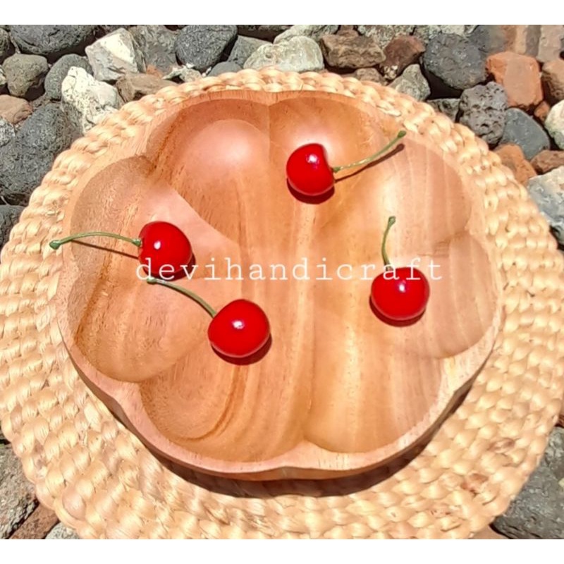 KAYU Wooden plate/dinner plate/aesthetic plate/flower serving plate ...