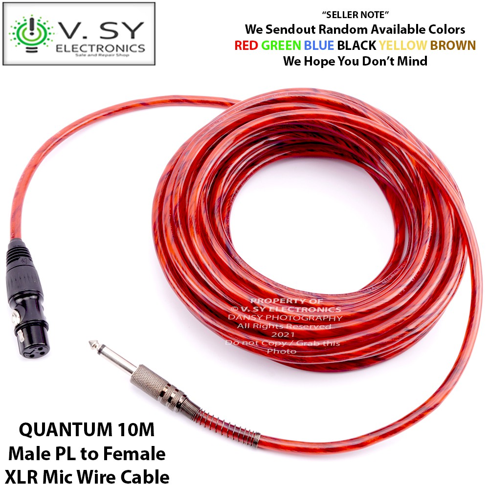 QUANTUM / AUDIOLINE 10M Microphone Wire XLR Female Plug to PL 6.35mm ...