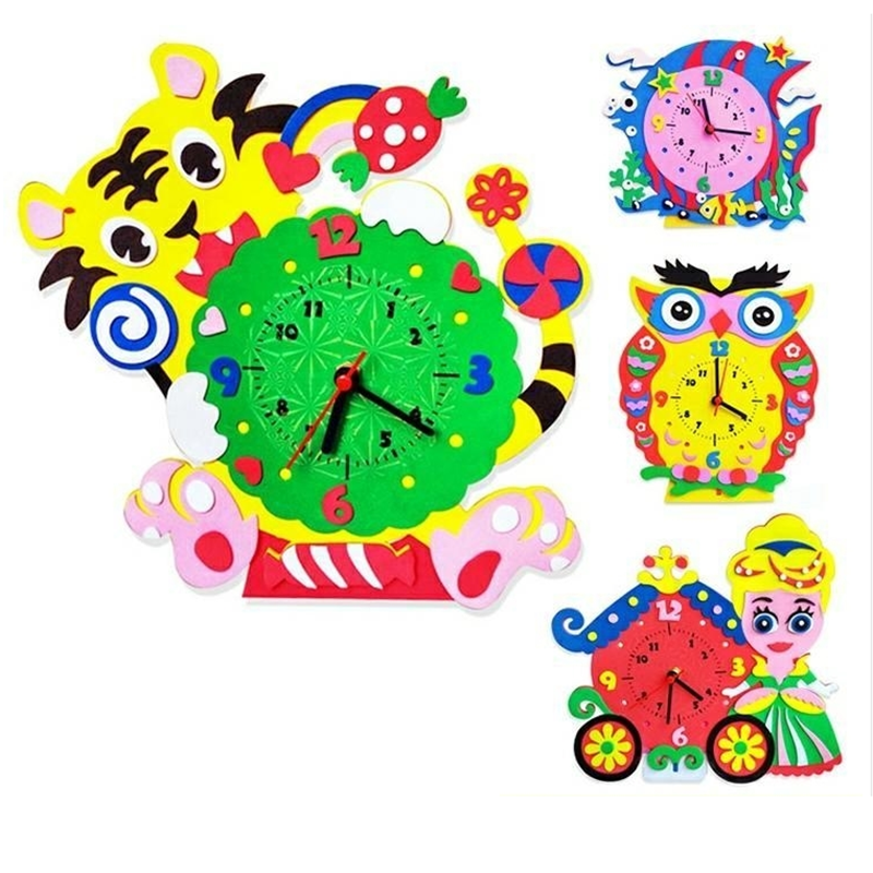 Kid Handmade Animal Learning Clock Puzzle Assembled Kids DIY Eva ...
