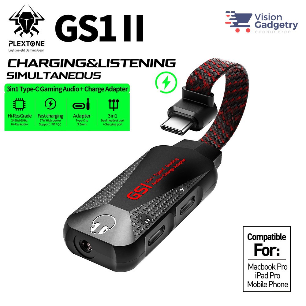 Plextone GS1 Mark II 3in1 Virtual 7.1 Channel DAC USB Type C to 3.5mm ...