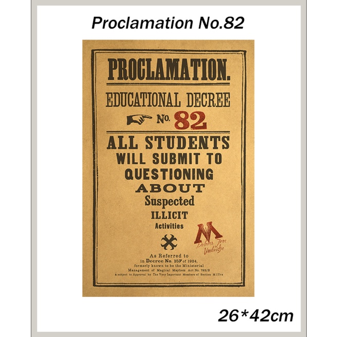 Harry Potter "Proclamation No.82" canvas print wall poster Paintings ...