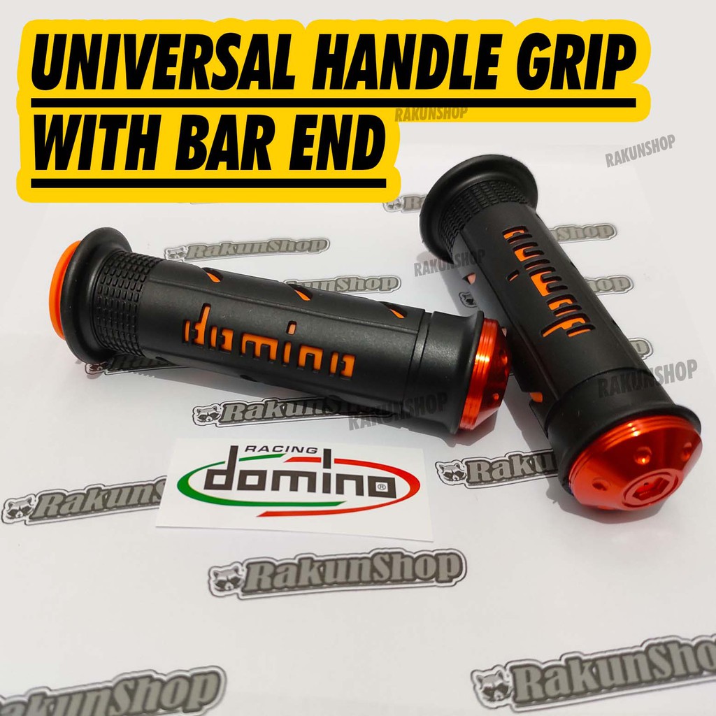 universal motorcycle handle grip with ALLOY bar end ORANGE AND BLACK ...