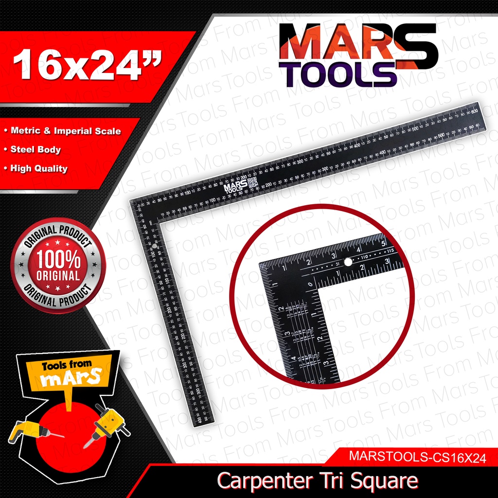 Mars Tools Steel Carpenter Try Square Tri Ruler 16x24 100% ORIGINAL ...